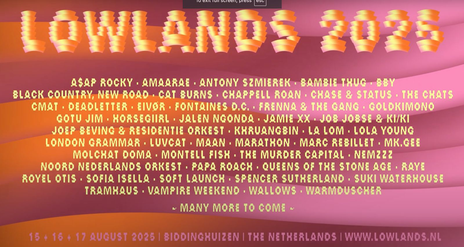 Lowlands 2025 line-up: A$AP Rocky, Queens of the Stone Age, Chappell ...